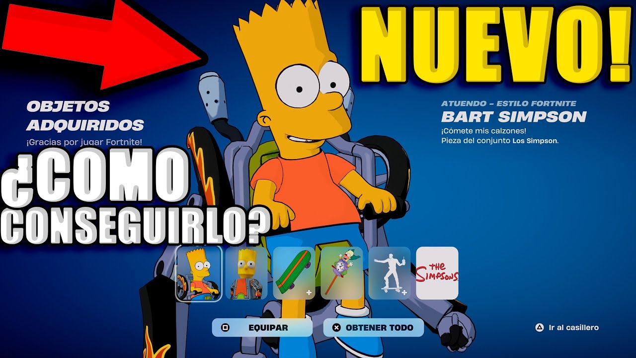 COMO CONSEGUIR LA NUEVA SKIN DE BART SIMPSON en FORTNITE Temporada 4 ...