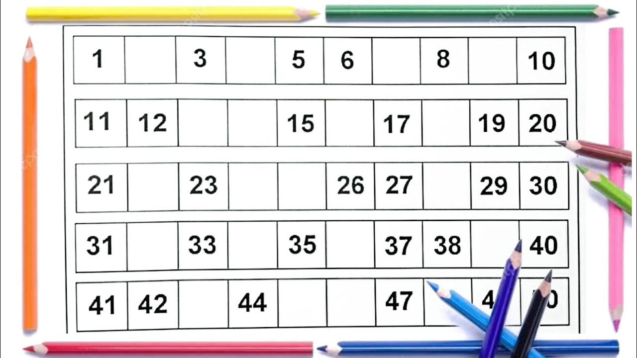 Fill The Missing Words With Colors 123 to 50 Counting For Kids - YouTube