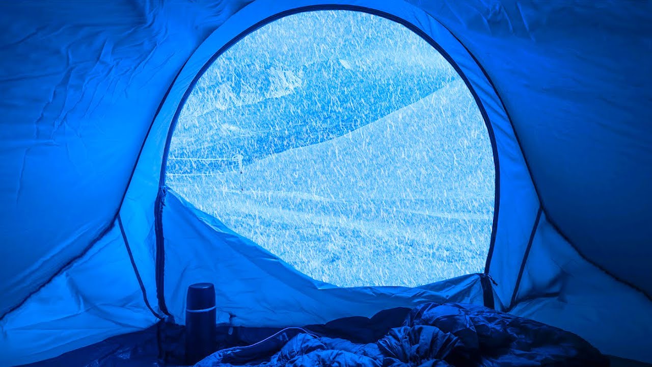 Sleep in a cozy tent and winter ambience | Snowfall sounds for relax ...