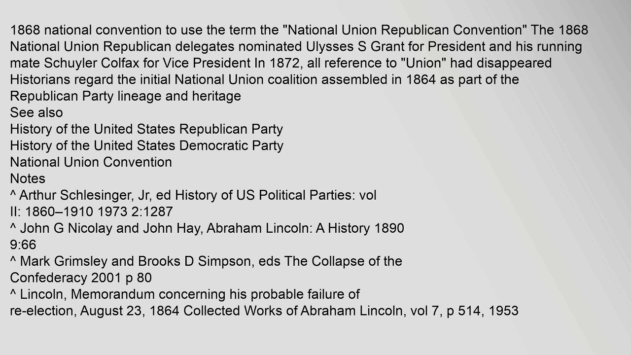 National Union Party (United States) - YouTube