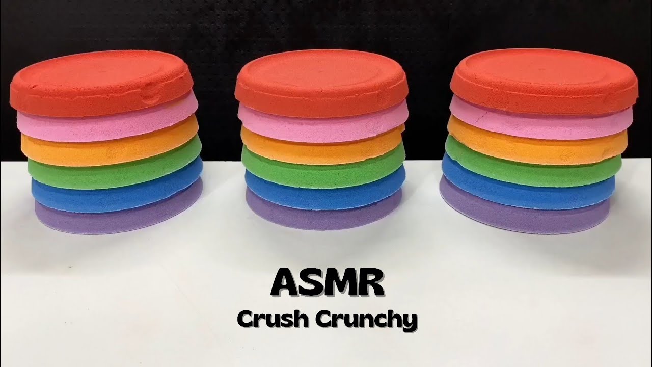 ASMR Baking Soda Crushing Colorful Discs #asmrcrushcrunchy - YouTube