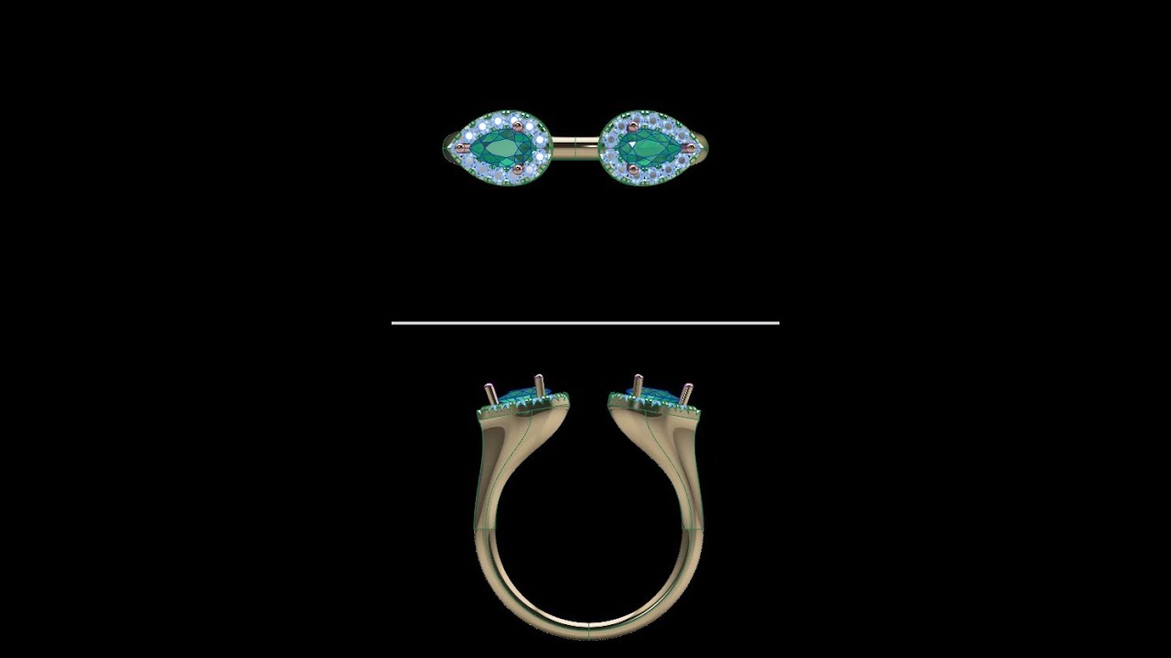 Pear two collet Ring m micro setting engagement ring Halo ring jewellery work on matrix9/8 ...