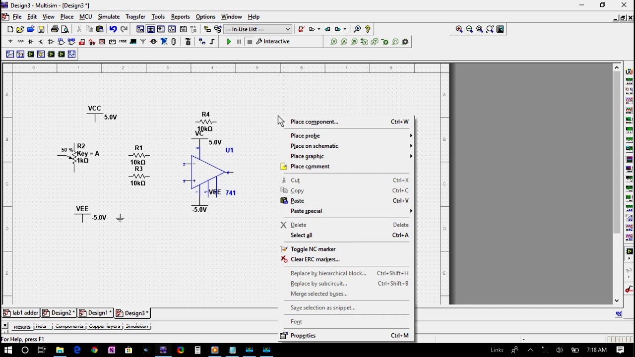 multisim tutorial how to make adder - YouTube