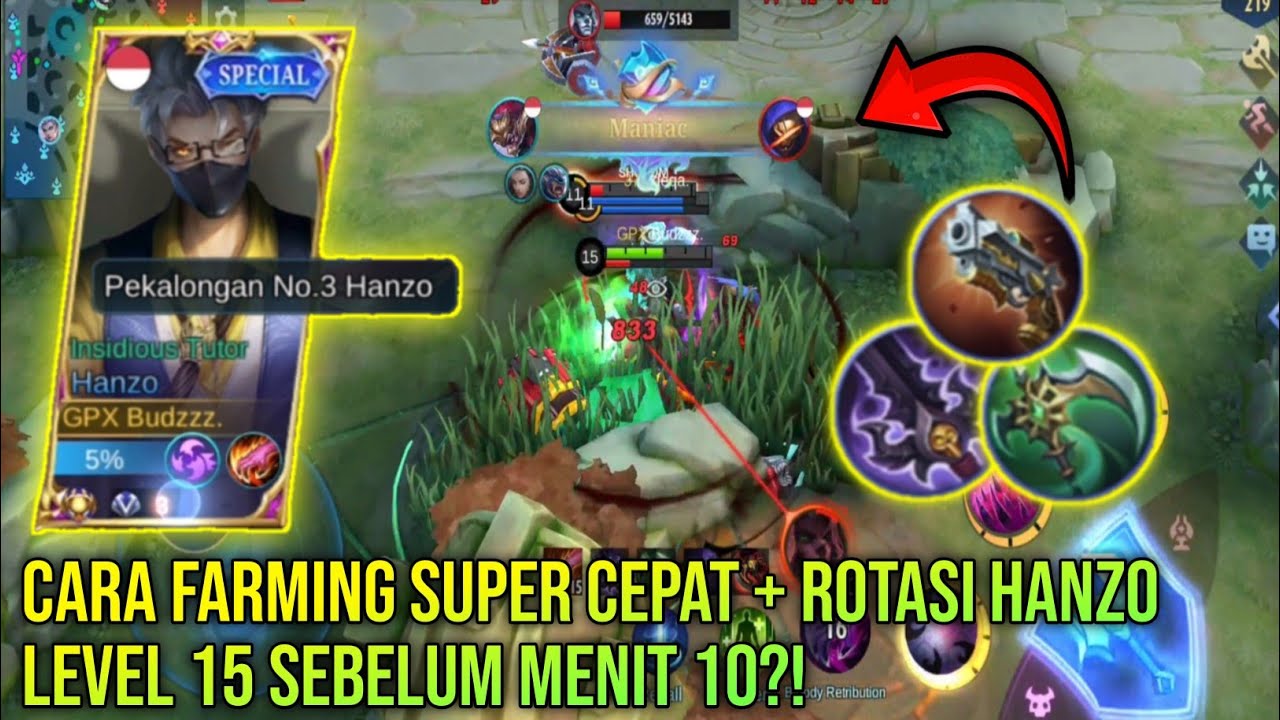 Tutorial Hanzo Farming Super Cepat Dan Rotasinya!! Pemula Wajib Nonton!! || MLBB - YouTube