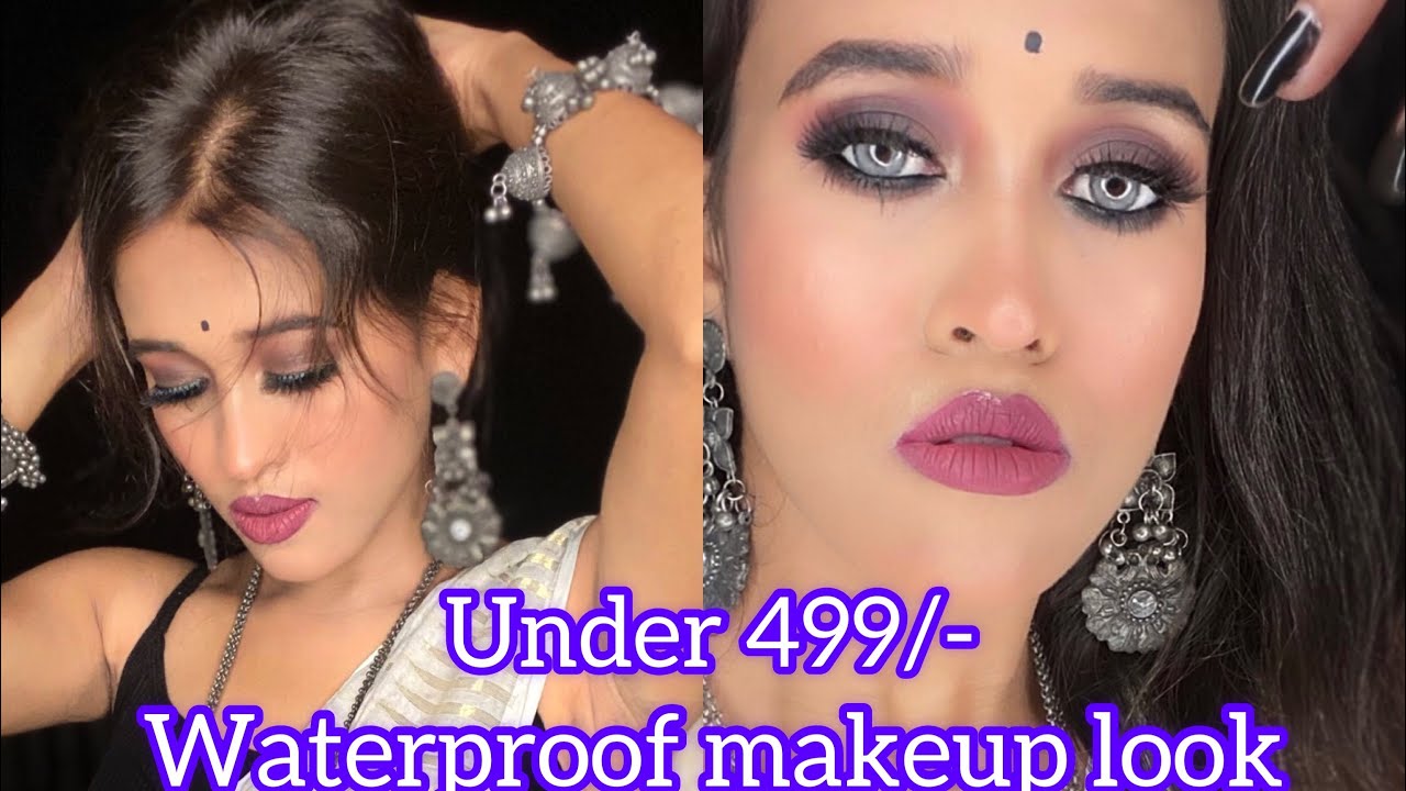 🖤 Waterproof makeup look under 499/- 🖤 | pujor simple makeup look ️| # ...