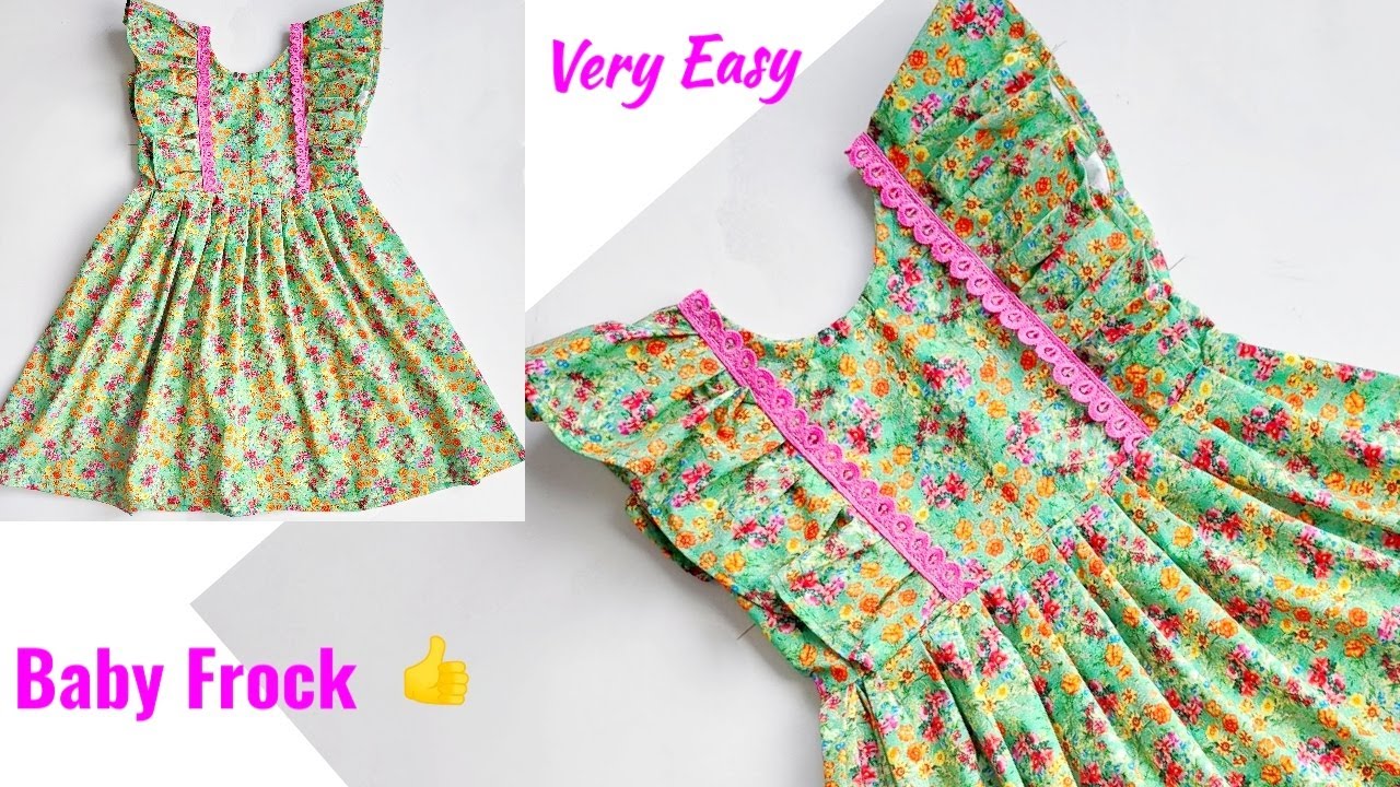 Frill Neck Baby frock cutting and stitching | Baby Frock cutting and ...