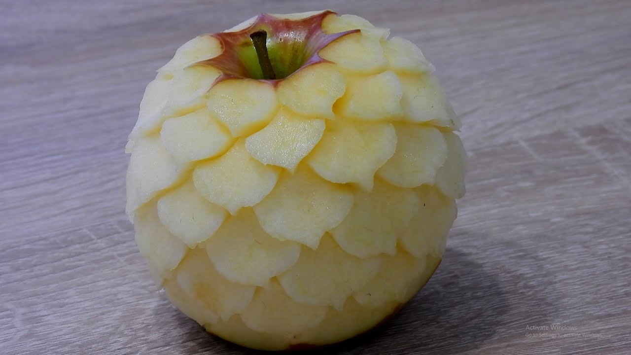 Super nice and cheap! Apple Fruit Carvings - How to tutorial. - YouTube
