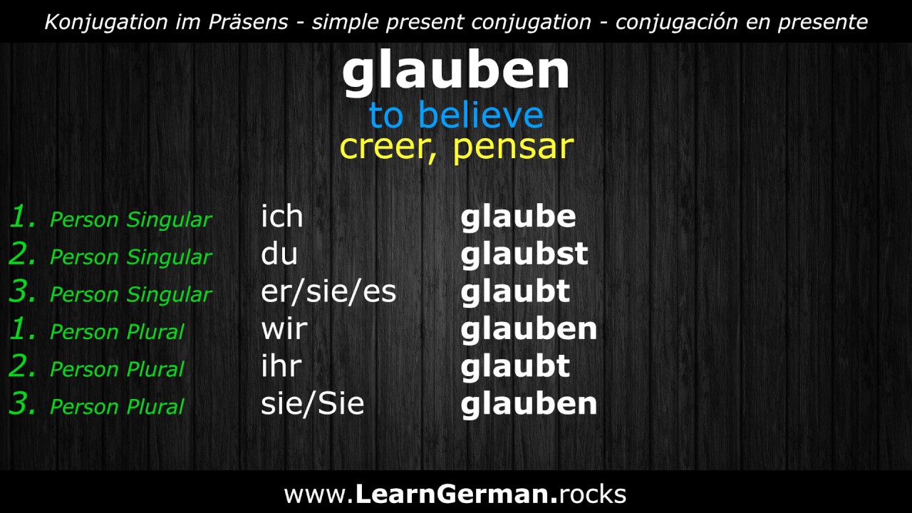 Learn German Verbs glauben ⇔ to believe ⇔ creer Aprender Alemán | DE ⇔ ...
