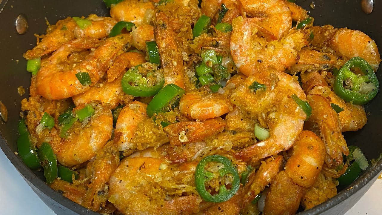 Camarones estilo buffet chino | camarones al sal de ajo y jalapeños ...