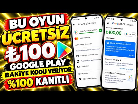 ÜCRETSİZ ₺100 GOOGLE PLAY BAKİYE KODU ALMA ( OYUN OYNA) | bedava google play kodu