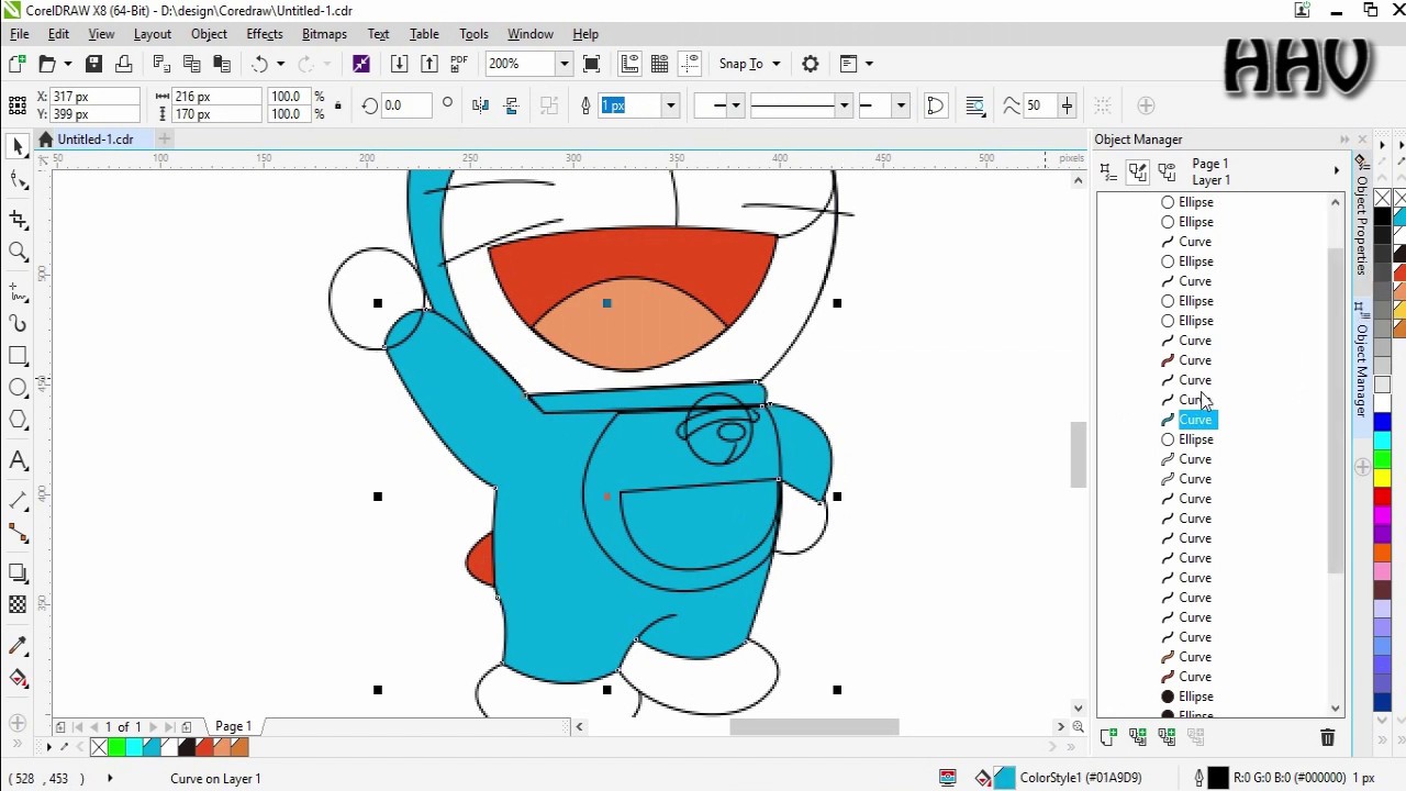 CorelDRAW - How to Draw Doraemon in CorelDRAW - YouTube