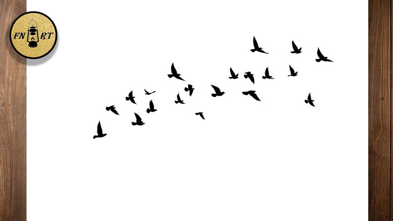 How to draw a flock of birds flying easy - YouTube