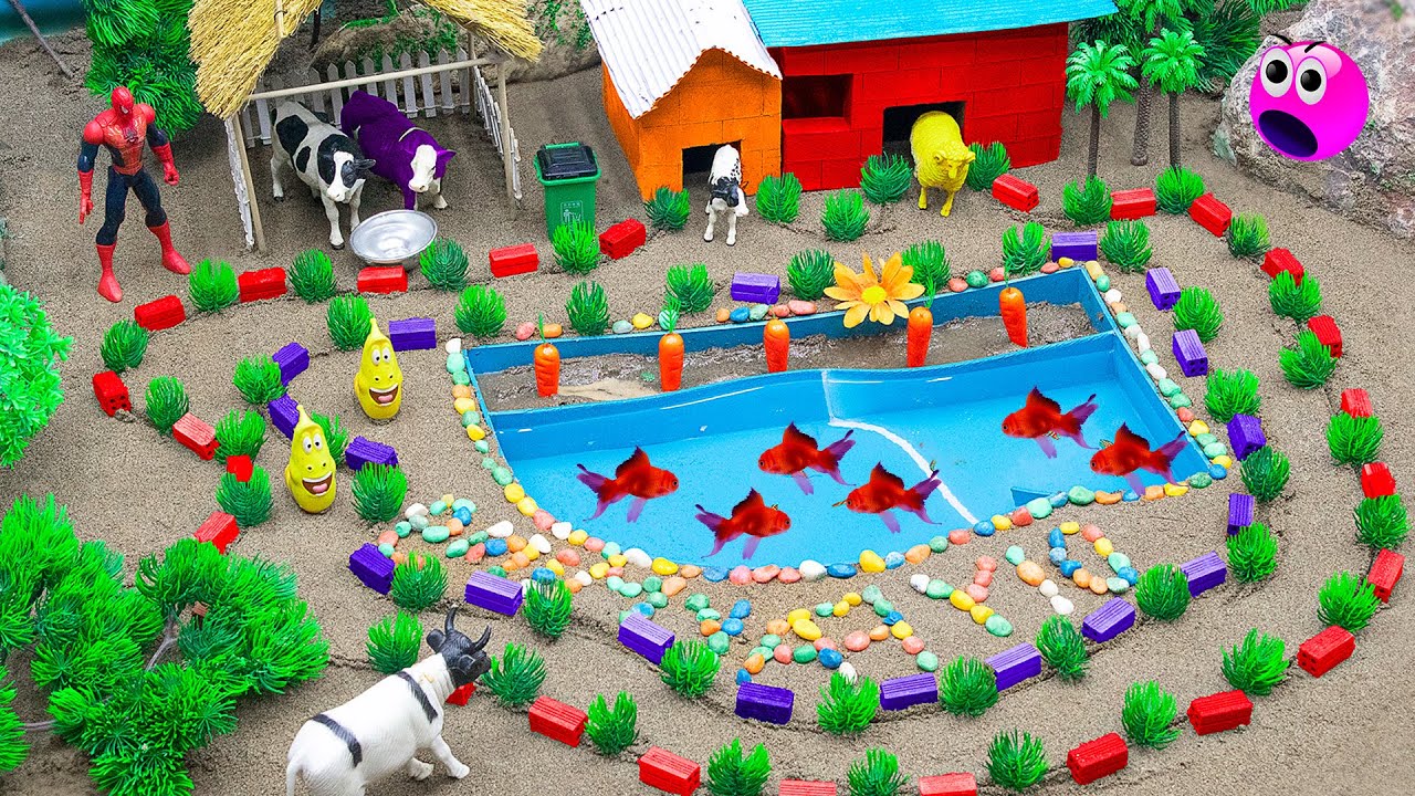 DIY tractor making mini farm model with animals house | diy fishpond ...