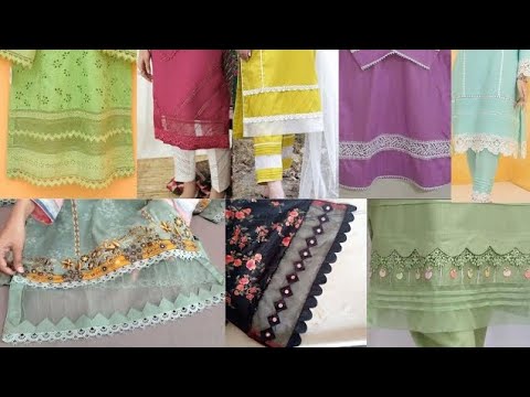 Top 35 Ghera Design With Organza Fabric||Daman Design With Lace for ...