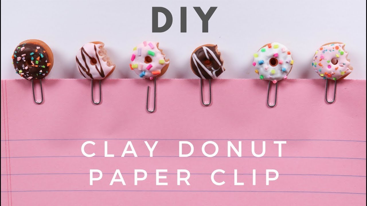 DIY Clay Donut Paper Clip - YouTube