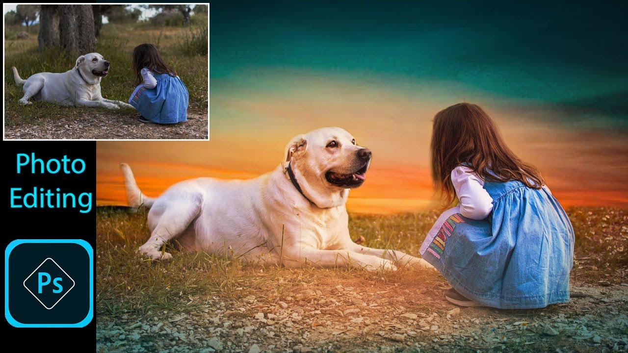 Child Photo Editing in Photoshop | kids photo Manipulation | Sunset ...