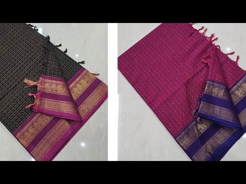 1000putta sarees Chettinad kanchi cotton small checked sarees zari ...