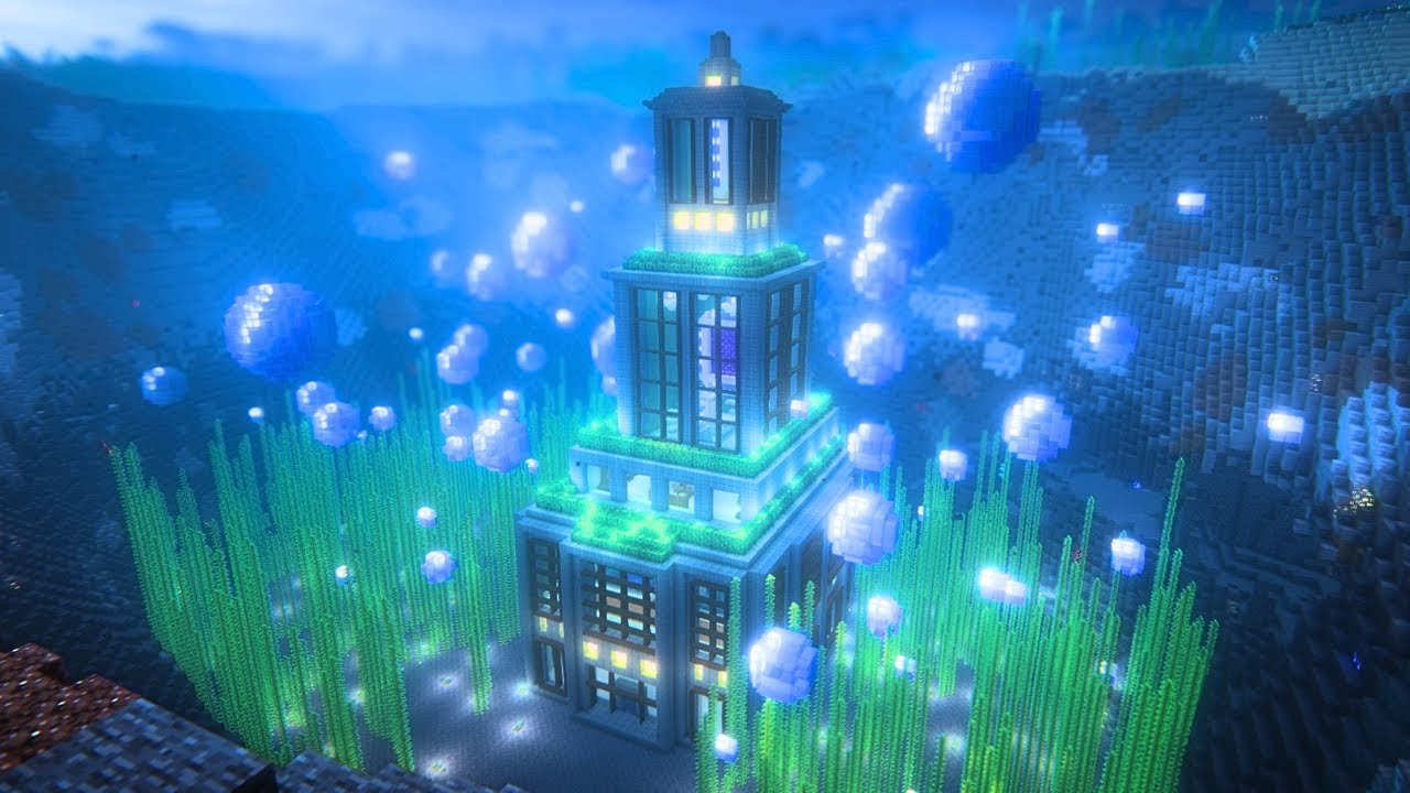 Minecraft Tutorial | Underwater Tower Modern Base / 海底のモダンタワー基地 ...
