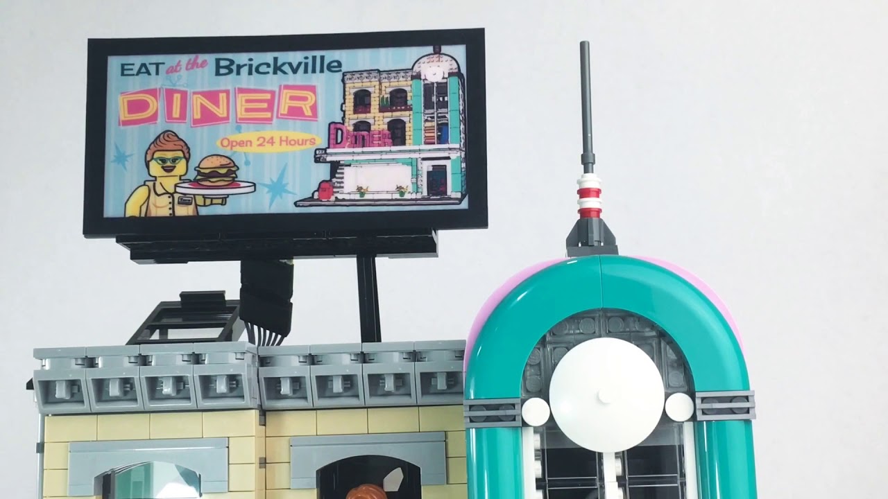 LEGO Downtown Diner Illuminated Billboard Modification - YouTube