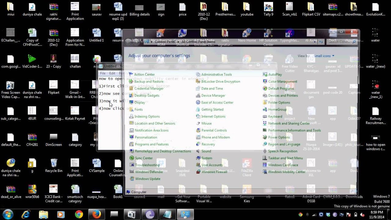 how to open windows mobility center in windows 7 - YouTube