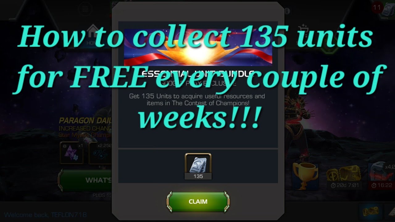 MCOC: How to collect 135 units for FREE every couple of weeks!!! - YouTube