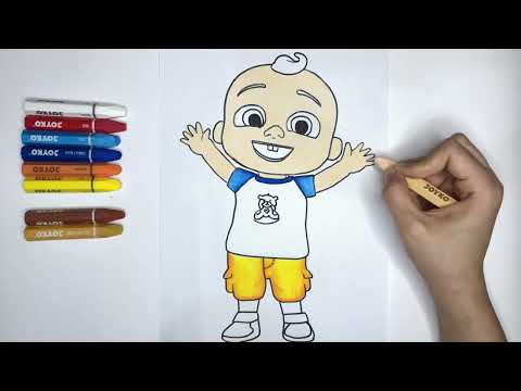 Colouring Jeje from Cocomelon with Crayons - YouTube