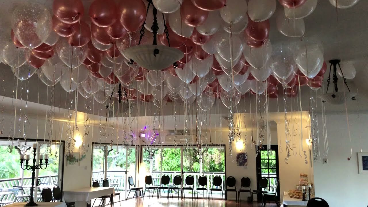 A stunning ceiling of helium balloons with Sparkle Ribbon. - YouTube