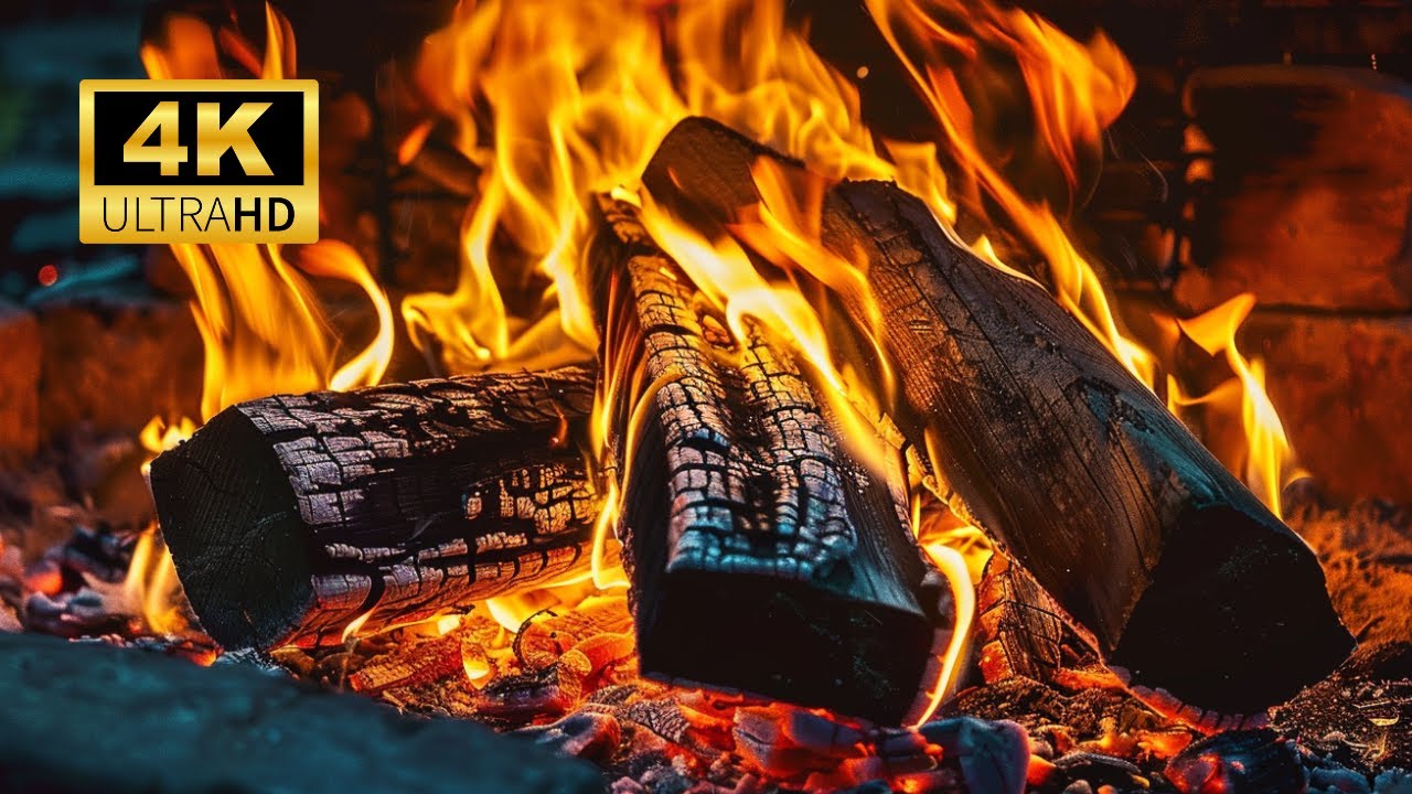 🔥 ROMANTIC FIREPLACE 4K. Relaxing Fireplace with Burning Logs ...