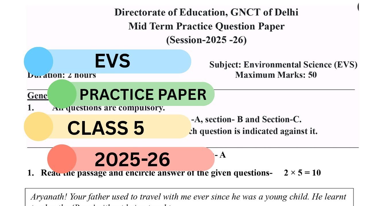 Practice Paper|EVS|Class 5|Sample paper 2025-26 #exam#pathshalamastii # ...