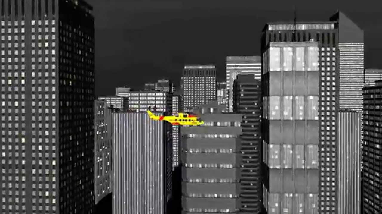 Helicopter and Camera Animation Through a City - YouTube