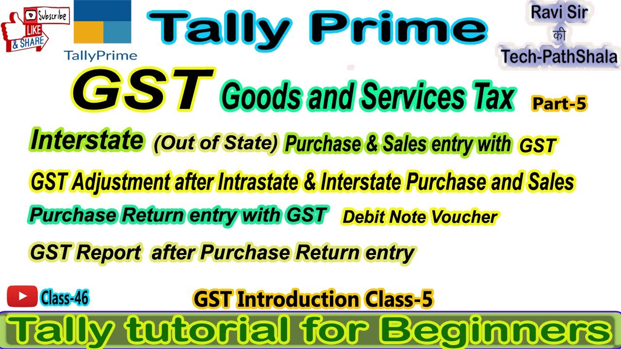Interstate Sales and Purchase in tally, Purchase return entry with GST ...