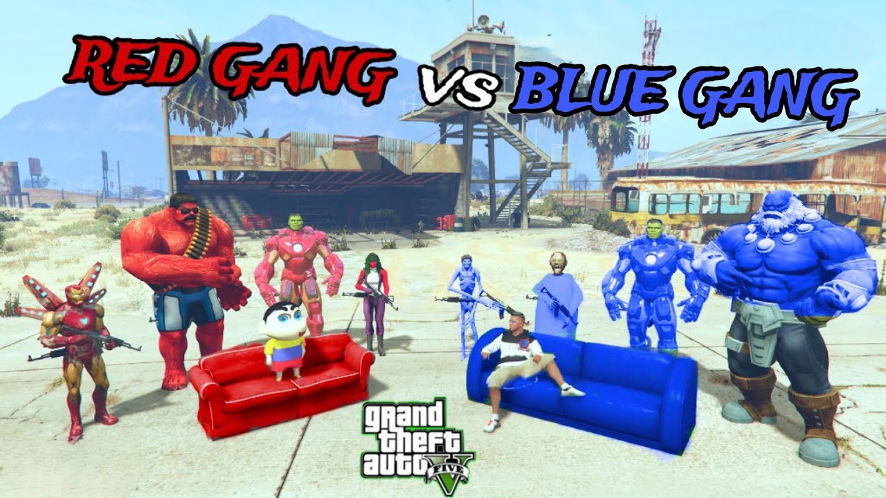 Franklin Red Gang Vs Shinchan Blue Gang in GTA 5 - YouTube