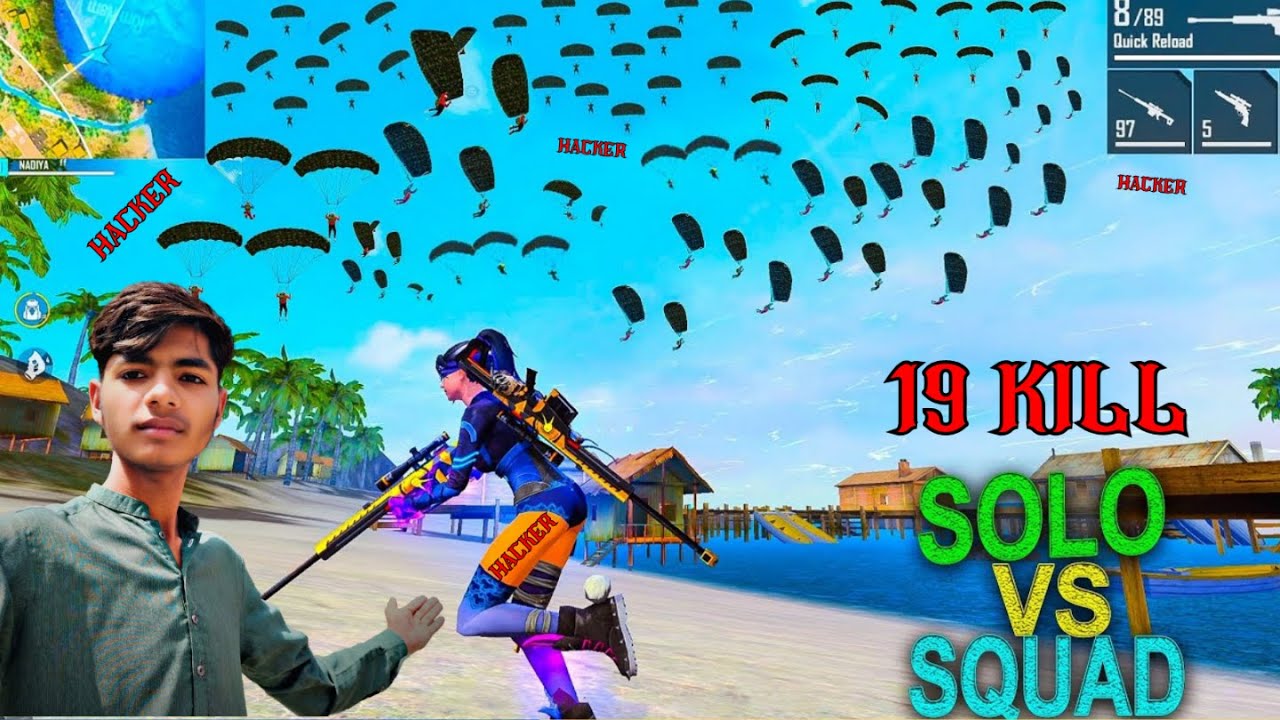 PLAYING FREE FIRE 19 KILL SOLO VS SQUAD - YouTube