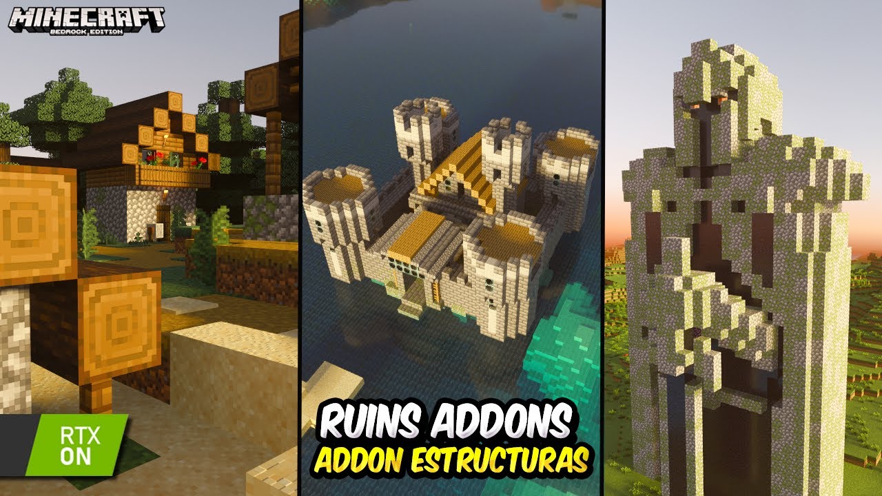 ADDON de ESTRUCTURAS para MINECRAFT PE 1.20 * ruins addon * ADDONS DEMASIADO CHIDOS - YouTube