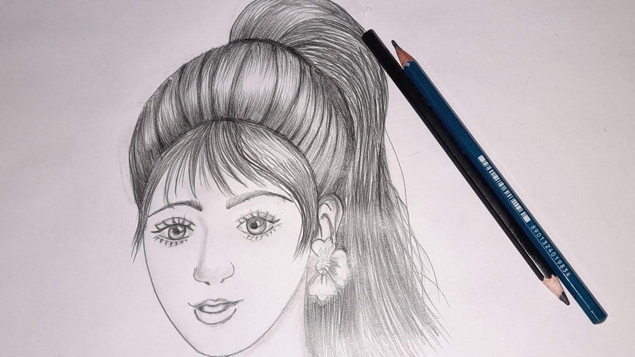 How to Draw a Smiley Face Girl Step By Step: Pencil Sketch for ...