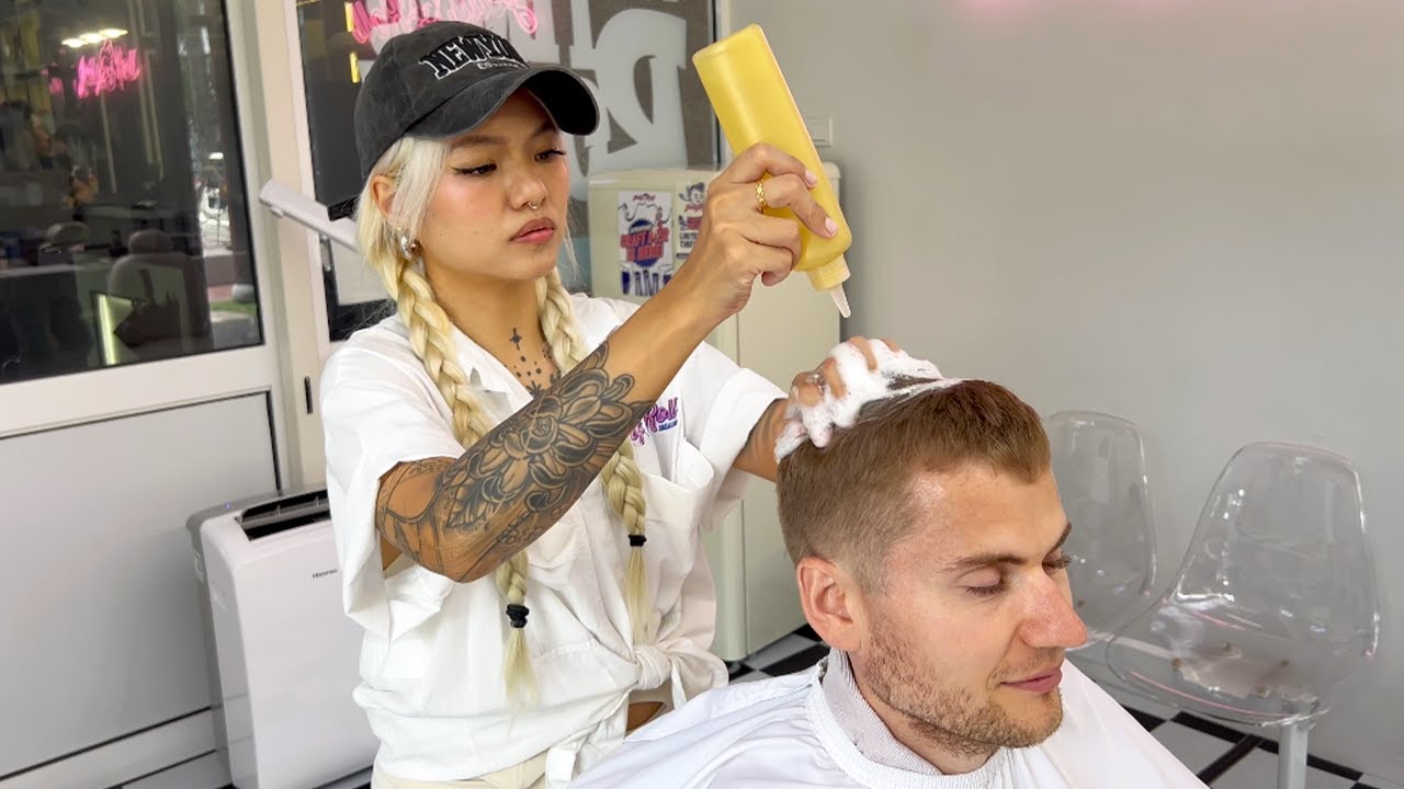 💈 ️ BARBER LADY spoils me with FULL SERVICE in Kuala Lumpur 🇲🇾 Haircut ...