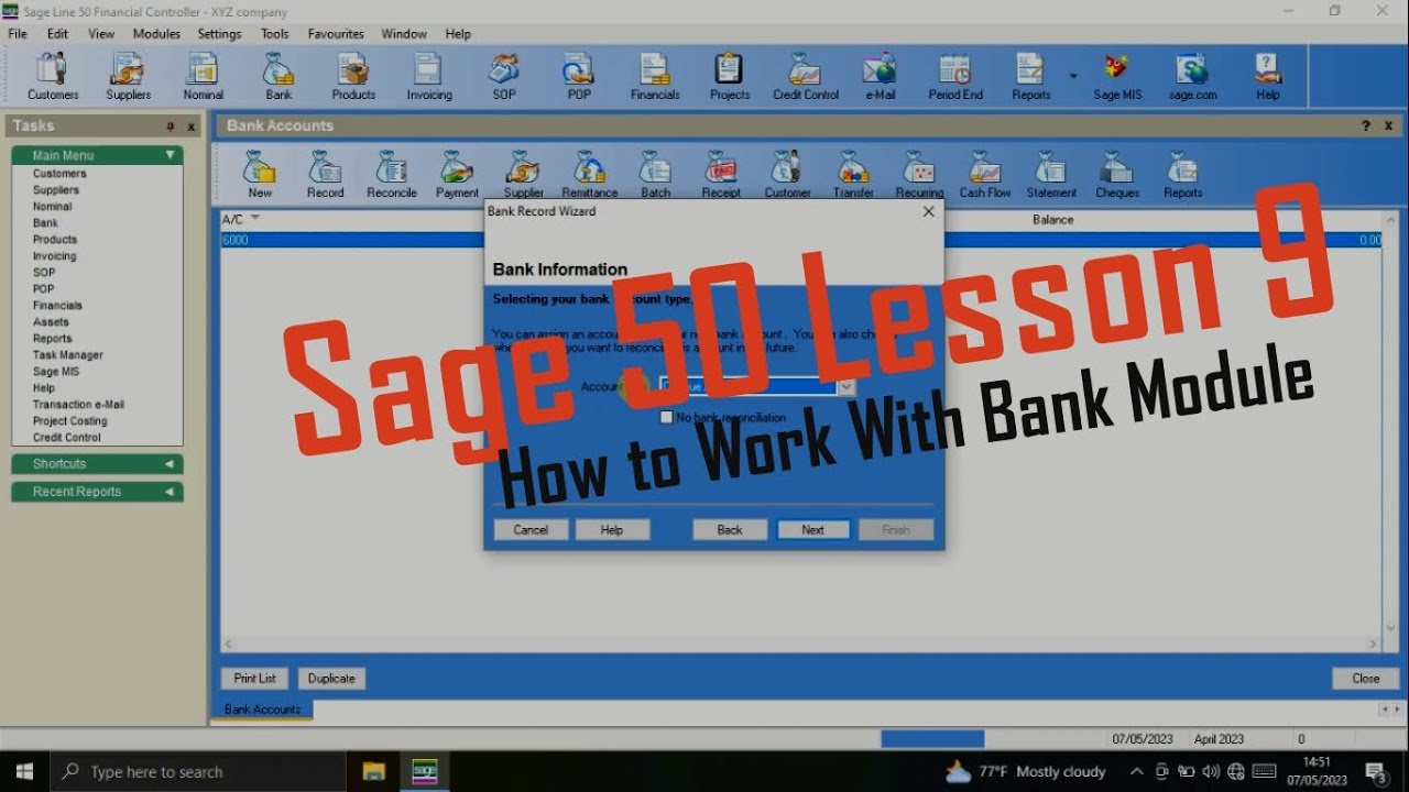 How to Work with Bank module in Sage 50 (Sinhala) - YouTube