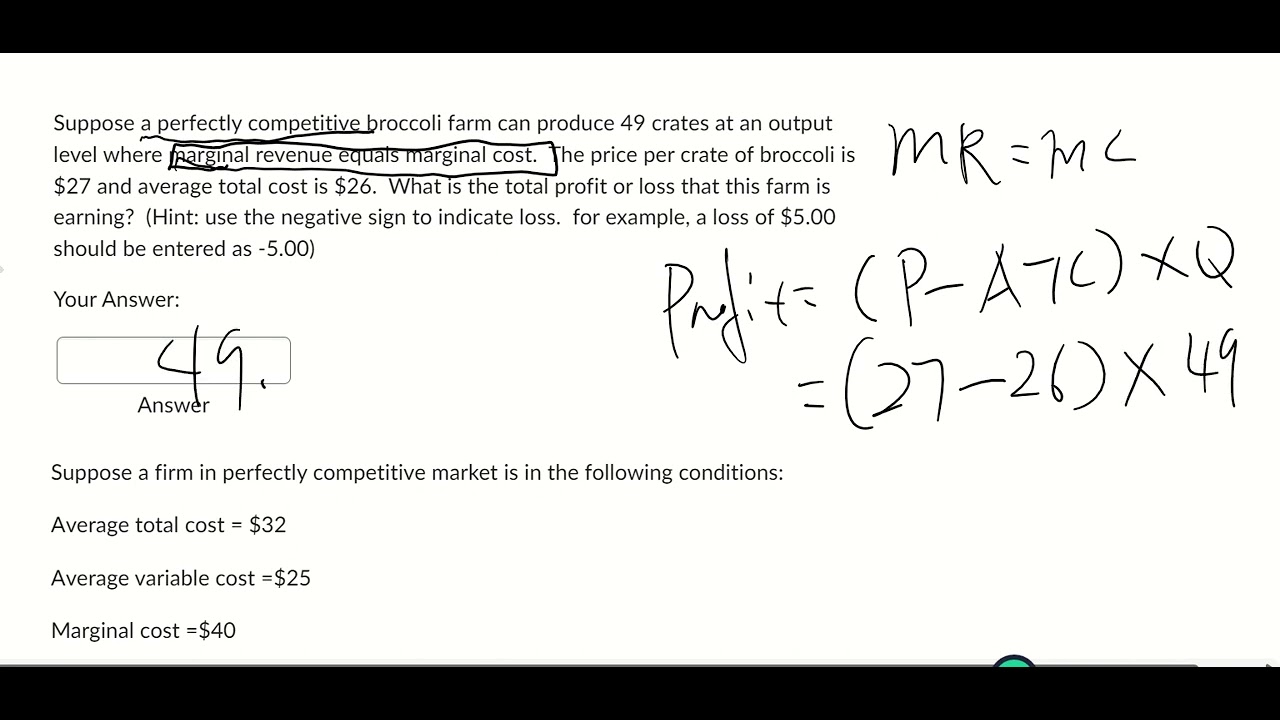 Perfect Competition Arithmetic Questions - YouTube
