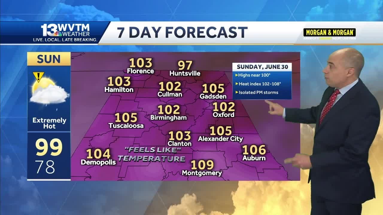 Alabama Heat Wave: highs near 100 and a risk of severe storms in ...