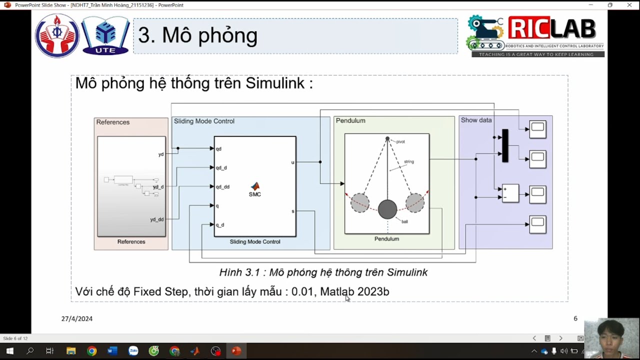 Thiết kế bộ điều khiển trượt (SMC) cho hệ con lắc trên Matlab Simulink ...