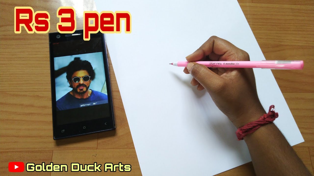 SRK Drawing using rs 3 Ball Pen . Failed ? - YouTube