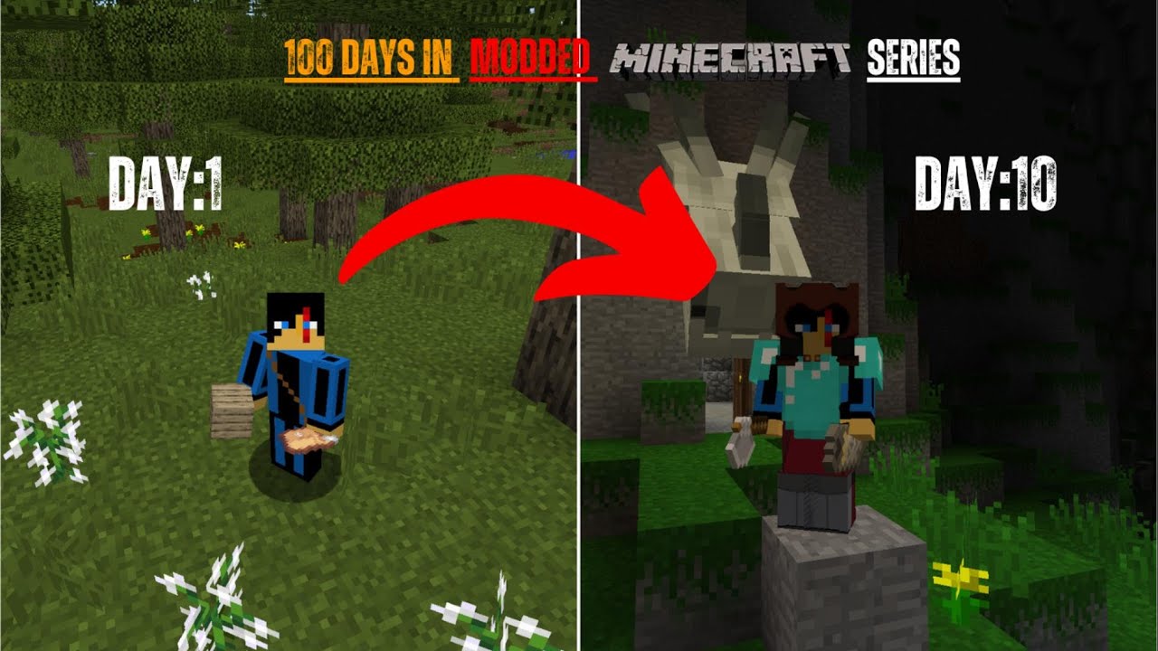 100 days in modded minecraft (Days 1-10) - YouTube