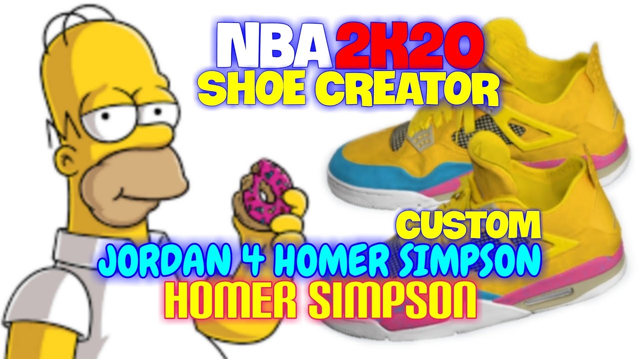NBA 2K20 Shoe Creator JORDAN 4 HOMER SIMPSON The Simpsons HOMER SIMPSON ...