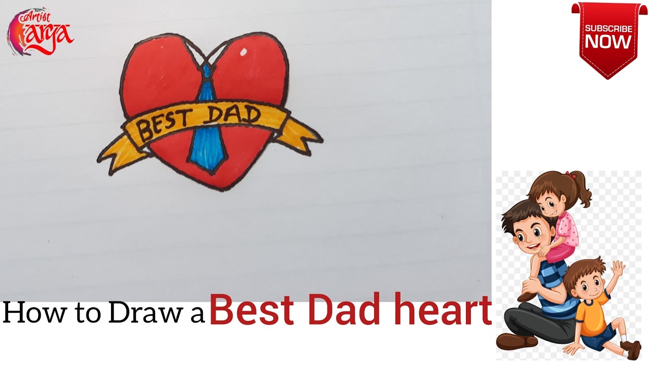 How to Draw a Best Dad Heart ️ l Father's day art - YouTube