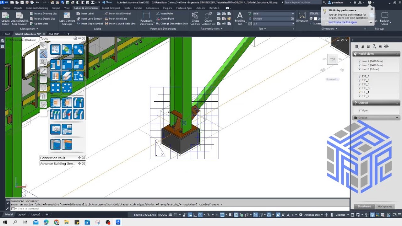 Advance Steel - Vista de detalles isométricos (isometric detail view ...