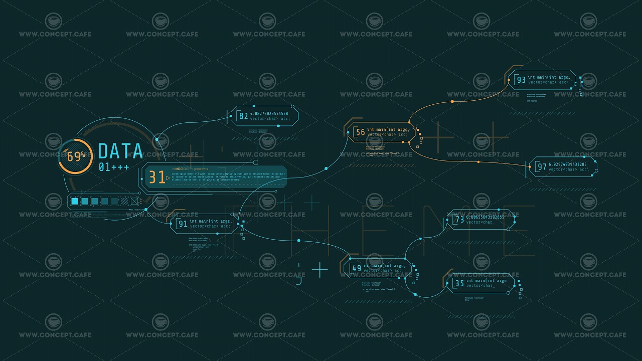 Abstract animated multi-component HUD diagram with infographics. - YouTube