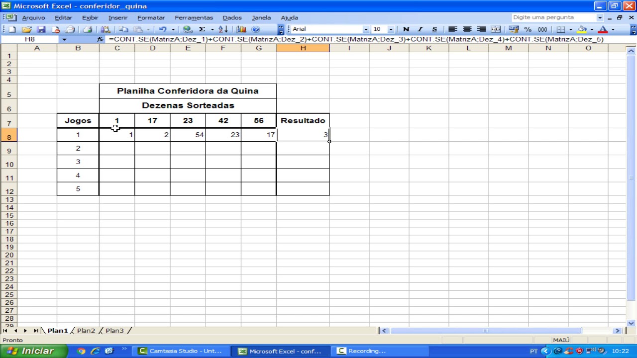 Como Criar Uma Planilha no Excel Para Conferir Seus Jogos da Quina ...