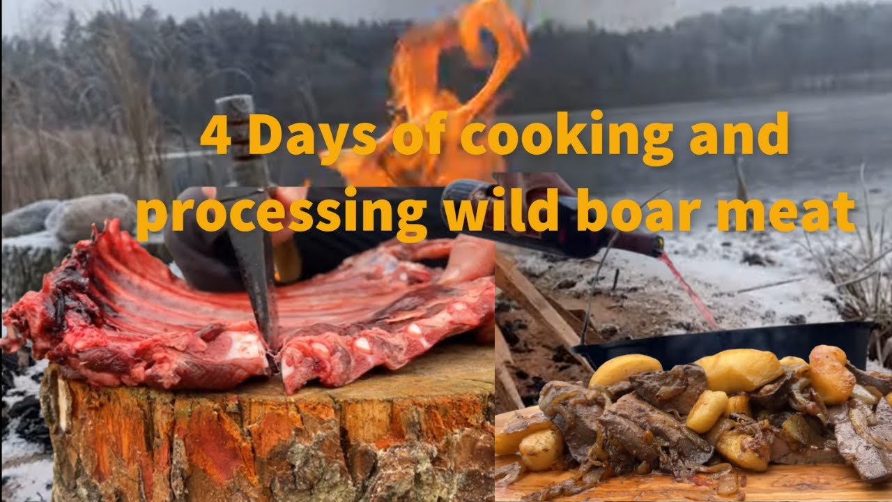 4 Days of cooking and processing wild boar meat - YouTube