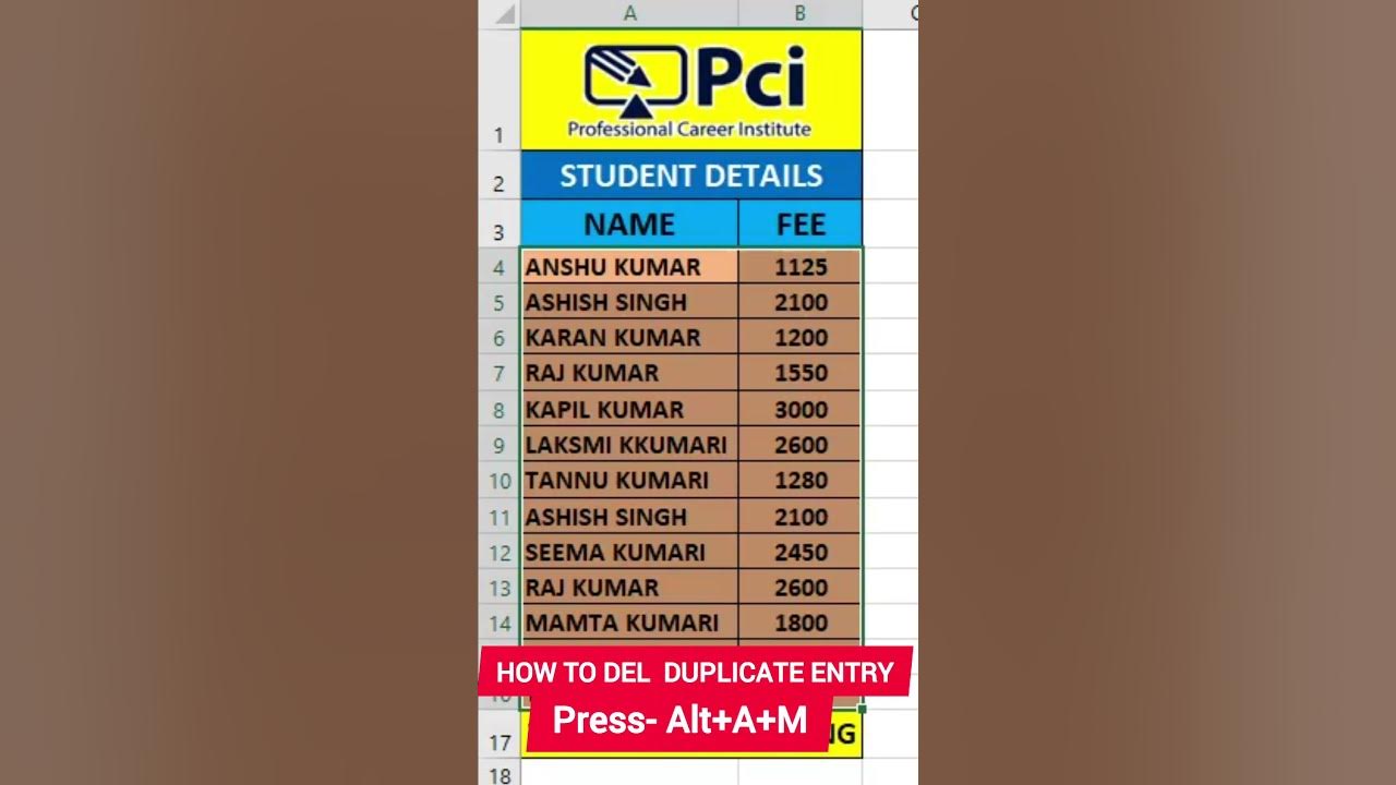 How to Remove/Delete Duplicate Name or Entry in Excel Shortcuts #shorts #excel #ytshorts - YouTube