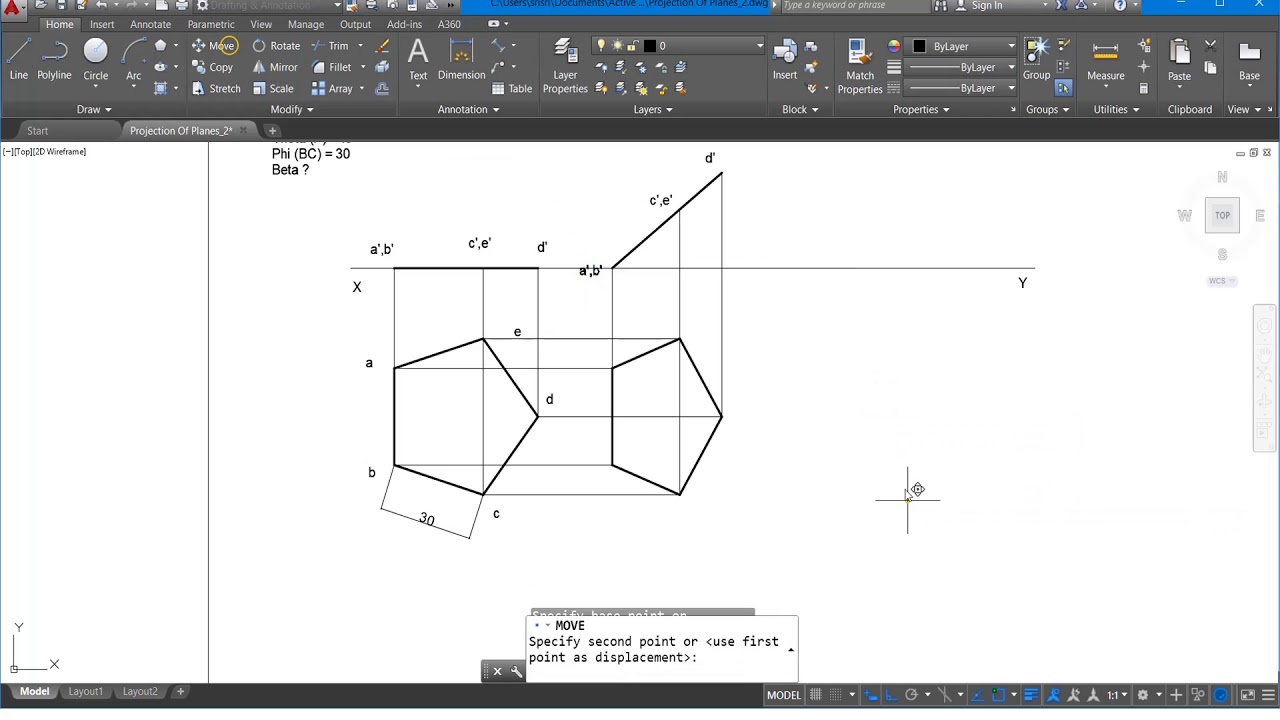 AutoCAD Planes 2 (Projection of Planes, Pentagon) - YouTube